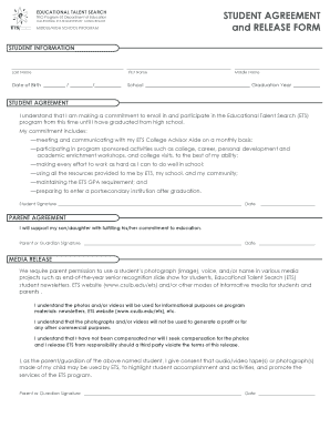 Fillable Online csulb STUDENT AGREEMENT and RELEASE FORM - California ...