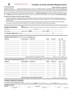 Fillable Online csulb CF519 Transfer of Credit Form Rev 3-26-09.pub ...