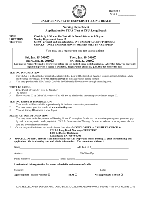 Fillable Online csulb Receipt # Seat # CALIFORNIA STATE UNIVERSITY ...