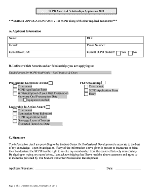 Fillable Online csulb SCPD Awards & Scholarships Application 2011 Fax Email Print - pdfFiller