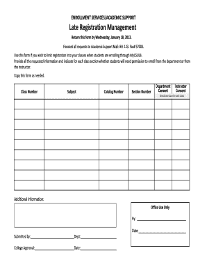 Fillable Online csulb Late Registration Management Fax Email Print ...