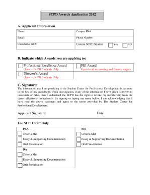 Fillable Online csulb SCPD Awards Application Fax Email Print - pdfFiller