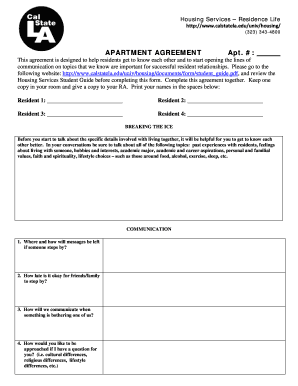 Fillable Online calstatela Resident Living Agreement - California State ...