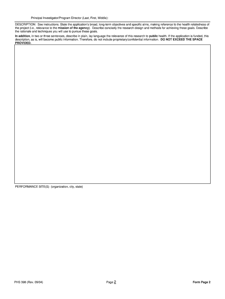 Fillable Online PHS 398 Application Fax Email Print - pdfFiller