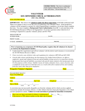 Fillable Online csus SCUSD Volunteer Sex Offender Check Authorization ...