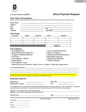 Fillable Online csus calstate la directpay form Fax Email Print - pdfFiller