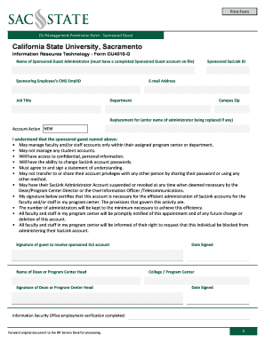 Fillable Online csus OU Management Permission Form - Sponsored Guest ...