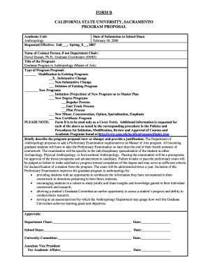 Fillable Online csus List 7 Form B - SSIS - MA in Anthropology.doc ...