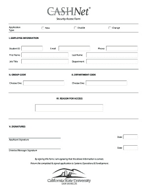 Fillable Online csusm CashNet Security Access Form - csusm Fax Email ...