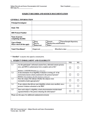 Fillable Online uams Subject records and source documentation general ...