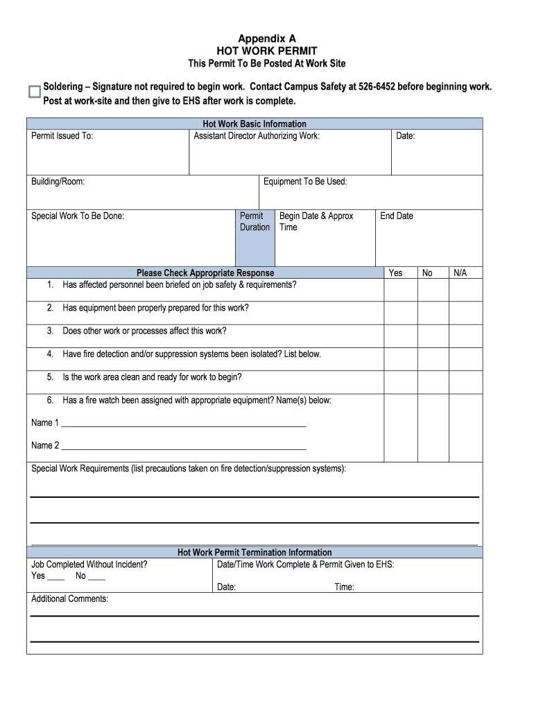 Fillable Online Hot Work Permit Fax Email Print - pdfFiller