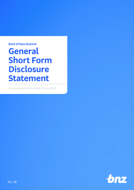 Fillable Online General Short Form Disclosure Statement - BNZ Fax Email ...