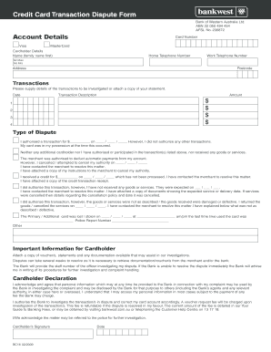 Fillable Online Credit Card Transaction Dispute Form Fax Email Print ...