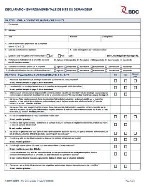 Fillable Online D CLARATION ENVIRONNEMENTALE DE SITE DU DEMANDEUR Fax Email Print - pdfFiller
