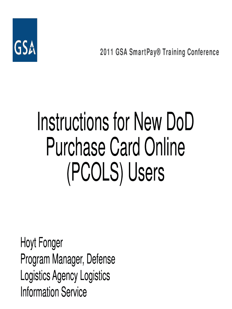 Fillable Online GSA SmartPay Training Conference Instructions Fax Email ...