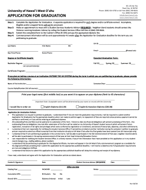 Fillable Online uhwo hawaii Application for graduation - University of ...