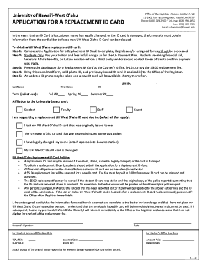 Fillable Online uhwo hawaii Application for a replacement id card ...