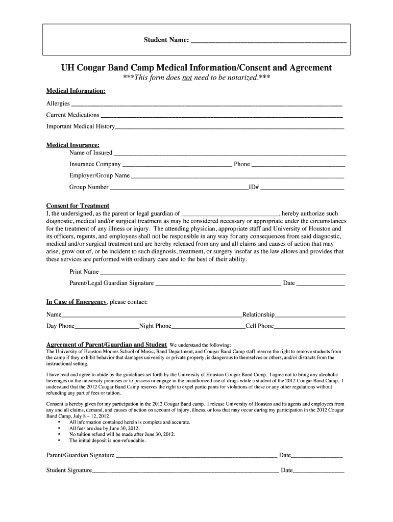 Fillable Online uh Medical Information - University of Houston - uh Fax Email Print - pdfFiller