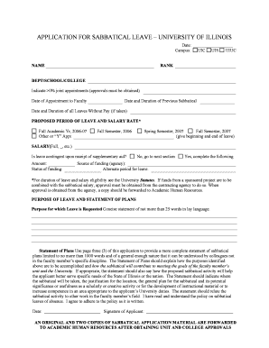 Uic Sabbatical - Fill Online, Printable, Fillable, Blank | pdfFiller