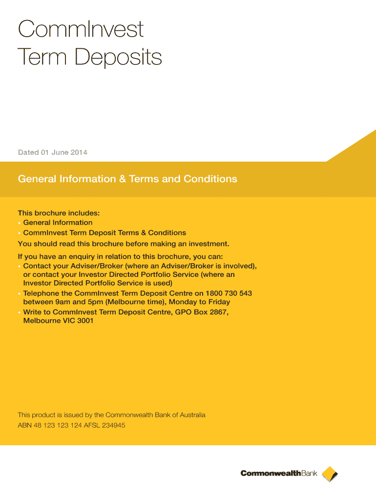 Fillable Online CommInvest Term Deposits Fax Email Print - pdfFiller