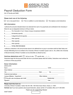 Fillable Online giving illinois Download a payroll deduction form - Giving at Illinois ...