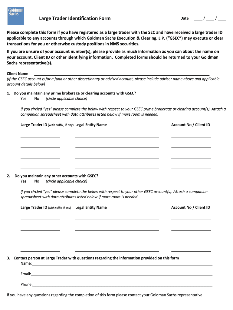 Fillable Online Large Trader Identification Form Fax Email Print - pdfFiller