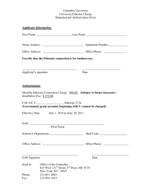 Fillable Online Authorization Form - Columbia University Fax Email ...