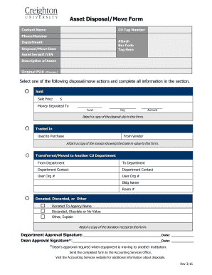 Fillable Online Asset Disposal/Move Form Fax Email Print - pdfFiller