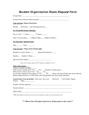Fillable Online Student Organization Room Request Form Fax Email Print ...