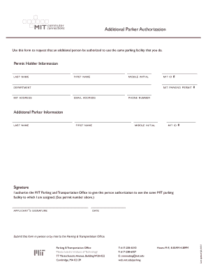 Fillable Online web mit Additional Parker Authorization - MIT Fax Email Print - pdfFiller