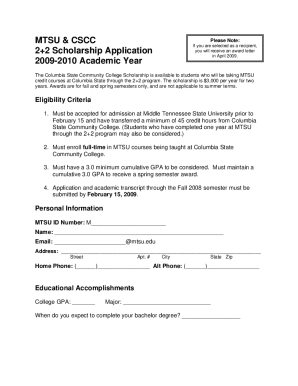 Fillable Online MTSU Scholarship MT One Stop Student Request for Service ... Fax Email Print ...