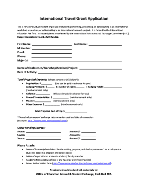 International Travel Grant Application - Fill and Sign Printable ...