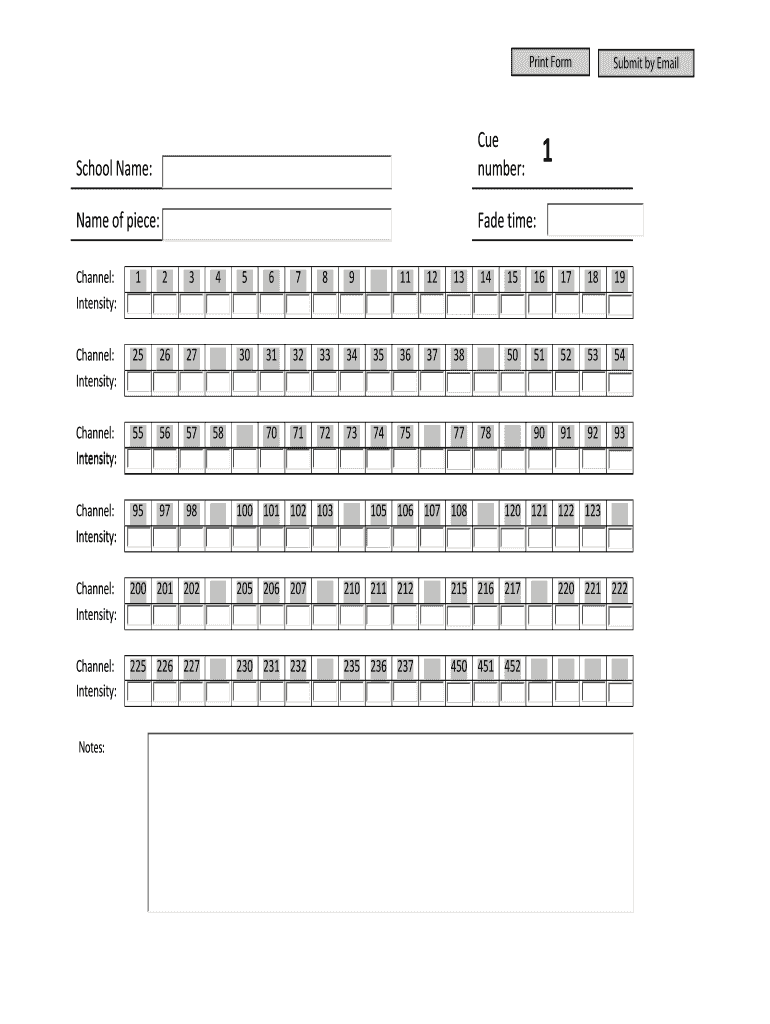 Fillable Online mtsu Fill in the Cue Sheets below, in order, with the appropriate intensity ...