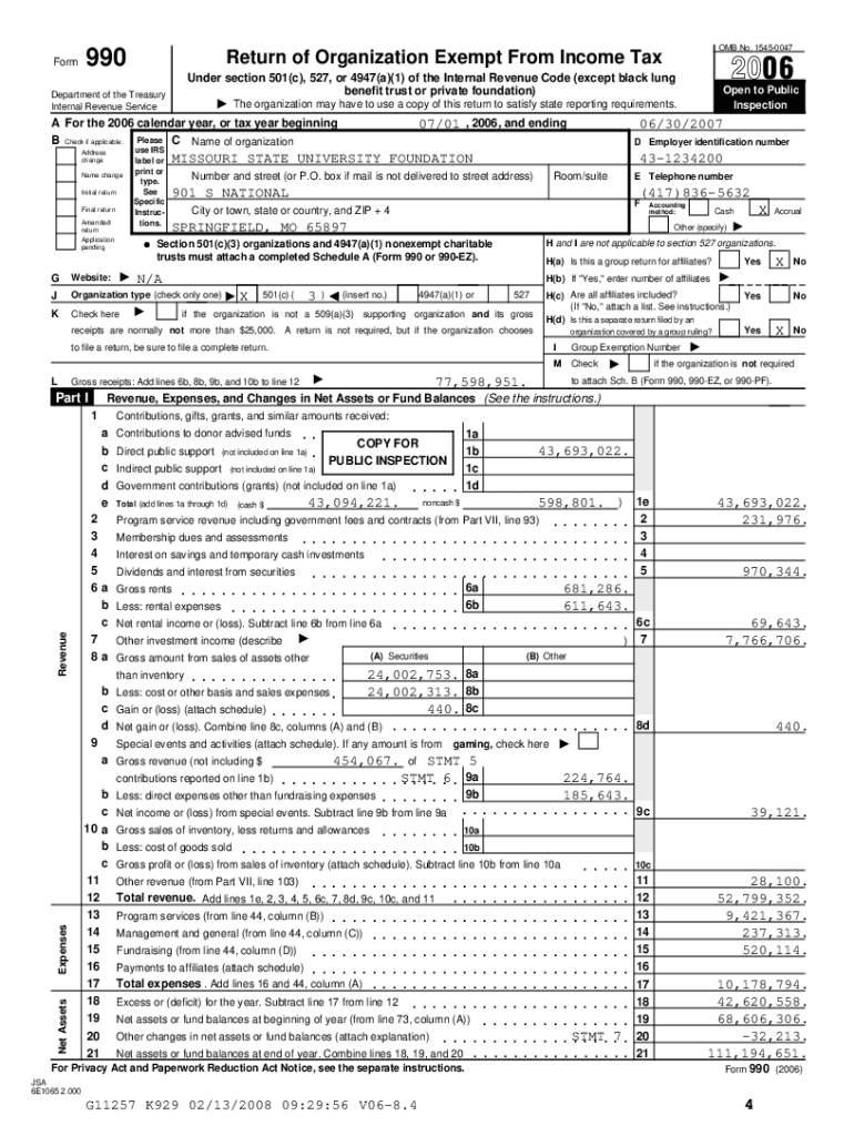 Fillable Online Return of Organization Exempt From Income Tax Fax Email ...