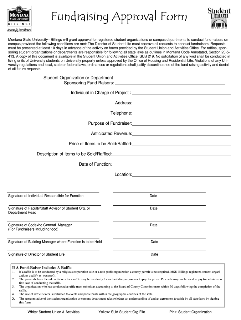 Fund Raising Approval Form pub - Montana State University - Billings ...