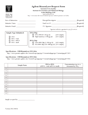 Fillable Online mssm Agilent Bioanalyzer Request Form - mssm Fax Email Print - pdfFiller