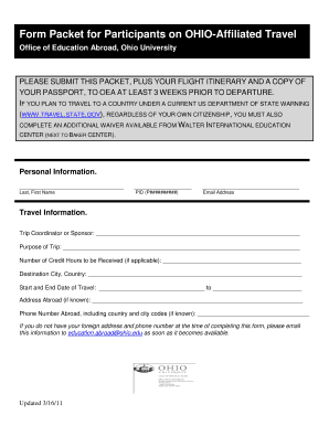 Fillable Online ohio Form Packet for Participants on OHIO-Affiliated ...
