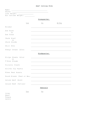 Fillable Online opsu Beef Cutting Form Name - opsu Fax Email Print ...