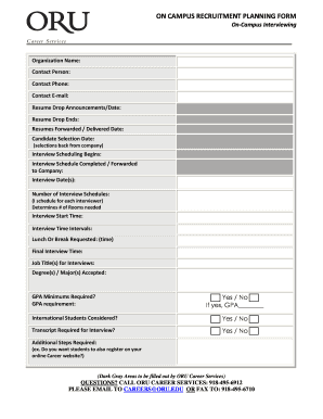 Fillable Online oru On-Campus Interview Form - oru Fax Email Print ...