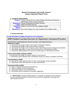 Fillable Online oregonstate HDFS Student Learning Outcomes for Department Assessment ...