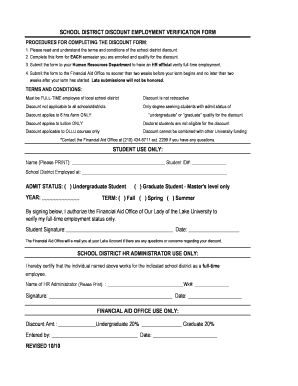 School District Discount Employment Verification Form - Ollusa - Fill ...