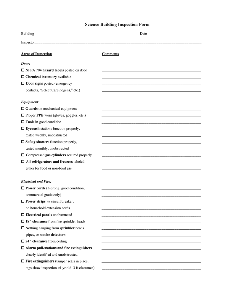 Fillable Online Science Building Inspection Form Fax Email Print ...
