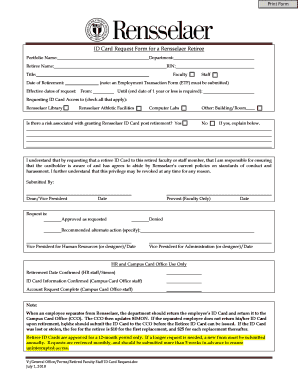 Fillable Online rpi ID Card Request Form for a Rensselaer Retiree - rpi ...