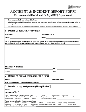 Fillable Online ringling ACCIDENT & INCIDENT REPORT FORM Environmental ...
