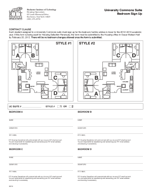 Fillable Online rit 2012-2013 UC Suite Bedroom Sign-up Form - Rochester ...