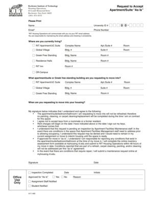 Fillable Online rit "As Is" Form - Rochester Institute of Technology ...