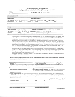 Fillable Online rit Background Check Form - Rochester Institute of ...
