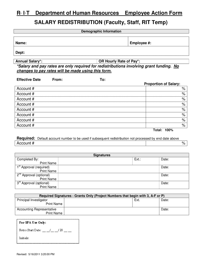 Fillable Online Salary Redistribution Form Fax Email Print - pdfFiller