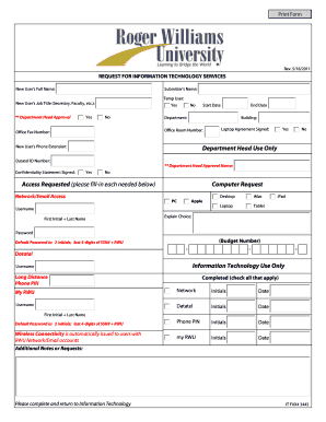 Fillable Online rwu Network Access Form - rwu Fax Email Print - pdfFiller