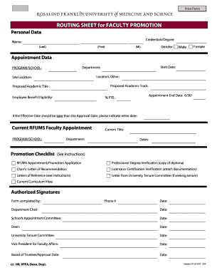 Fillable Online rosalindfranklin NEW FACULTY APPOINTMENT FORM - rosalindfranklin Fax Email Print ...